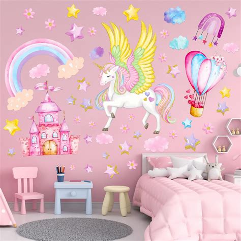 Autocollants décoratifs arc en ciel Stickers personnalisé licorne