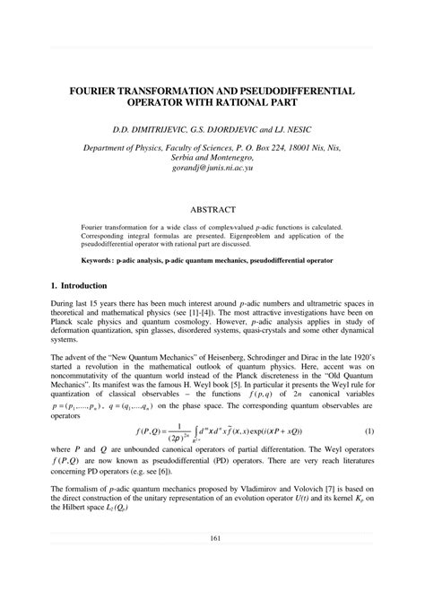 pdf fourier transformation and pseudodifferential operator with rational part