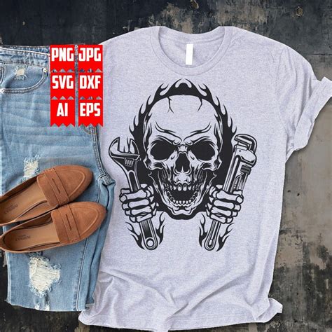 Plumber Skull Svg Pipe Fitter Clipart Pipe Repair Dad Stencil Plumbing