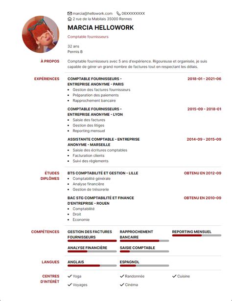 Exemple Cv Comptable Fournisseur Hellowork
