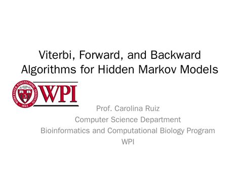 viterbi forward and backward algorithms for hidden markov models