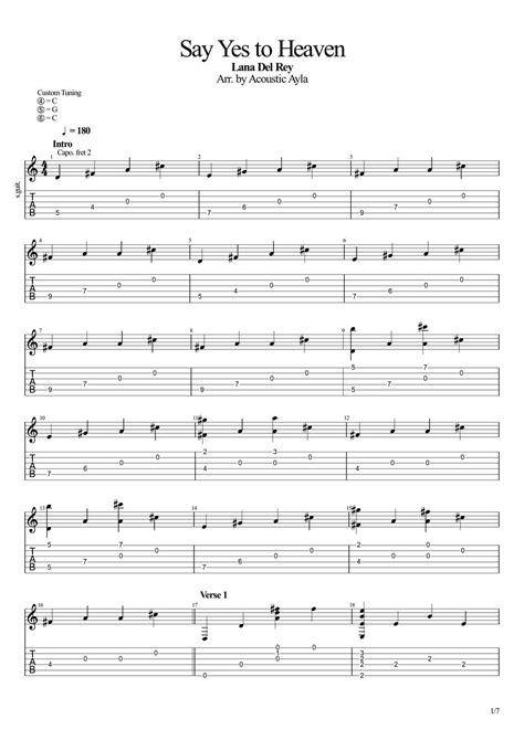 Lana Del Rey Say Yes To Heaven Fingerstyle Tabs By Acoustic Ayla