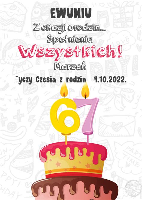 EWUNIU Kartka z okazji 67 urodzin Czesia z rodziną 9 10 2022 Darmowe