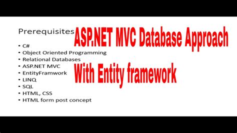 asp net mvc database first approach basics youtube