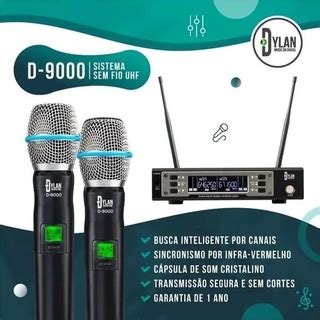 Microfone Sem Fio Duplo De Mão Uhf Dylan D 9000 D9000 Profissional