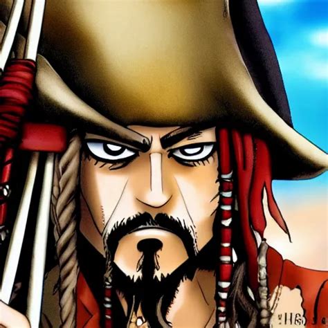 KREA Jack Sparrow As An Anime Character From One Piece Beautiful 4K