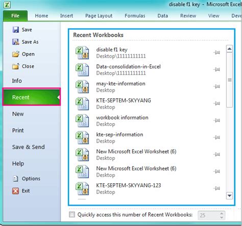How To Clear Recent Document Lists From Excel