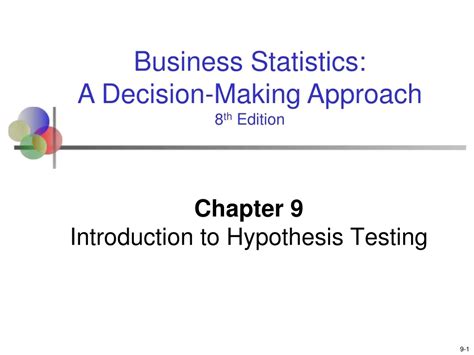 PPT Chapter 9 Introduction To Hypothesis Testing PowerPoint