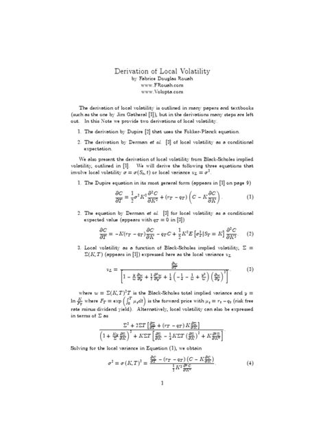 dupire local volatility pdf black scholes model volatility finance