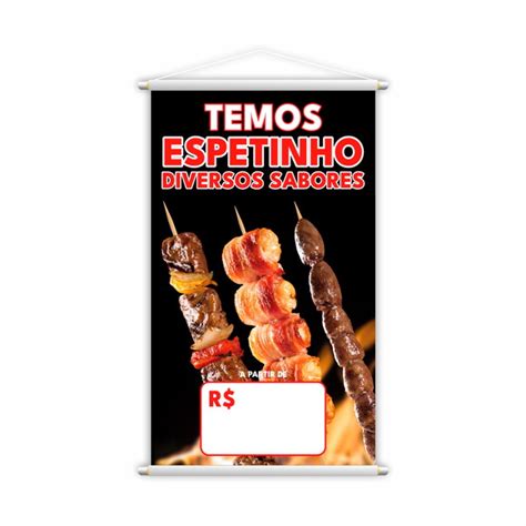 Banner Temos Espetinho Sabores Fundo Branco Pre O X Cm Elo