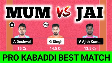Mum Vs Jai Dream U Mumba Vs Jaipur Pink Pa Dream Mum Vs Jai