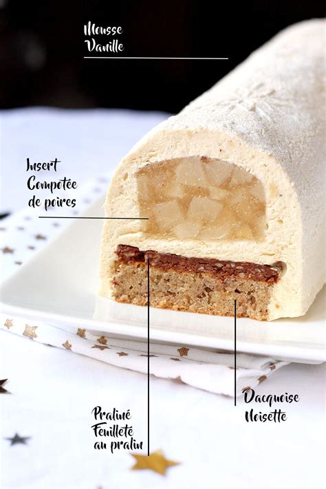 Bûche de Noël vanille poire et noisette Gourmandiseries