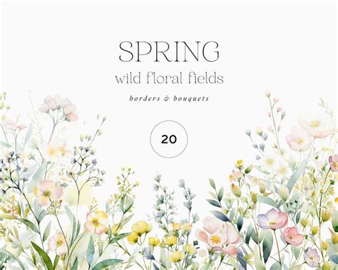 Watercolor Floral Borders And Bouquets Floral Borders Clipart Wild