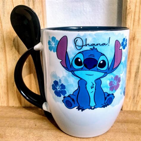 Caneca Cerâmica colher preta Personalizada Stitch Escorrega o Preço