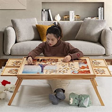 Amazon Puzzle Table With Legs Portable Wooden Jigsaw Folding
