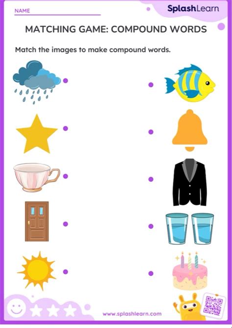 Matching Game Compound Words Printable Ela Worksheet