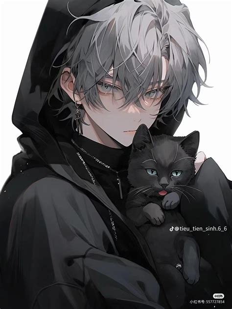 An Anime Character Holding A Cat In His Arms