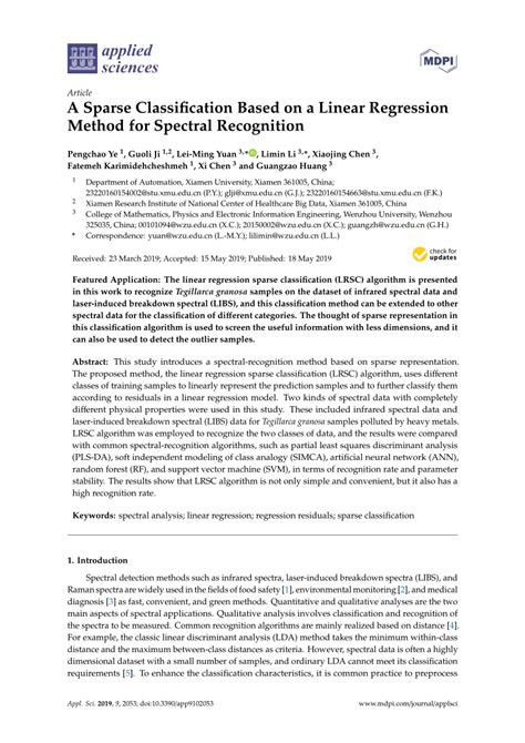 pdf a sparse classification based on a linear regression method for