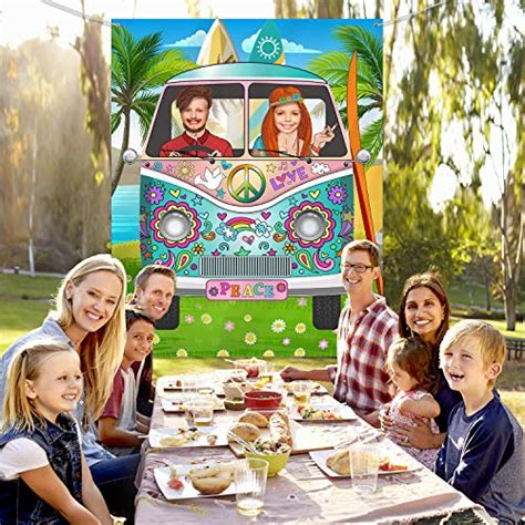 60 S Theme Party Decorations Hippie Bus Photo Prop Large Fabric Hippie