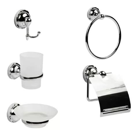 Set De Baño Completo Cromado 5 Piezas Accesorios Kit Kübel