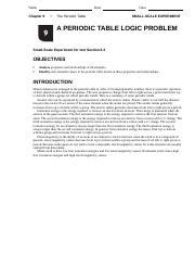 Experiment 9 A Periodic Table Logic Problem Answers 34 Pages Summary