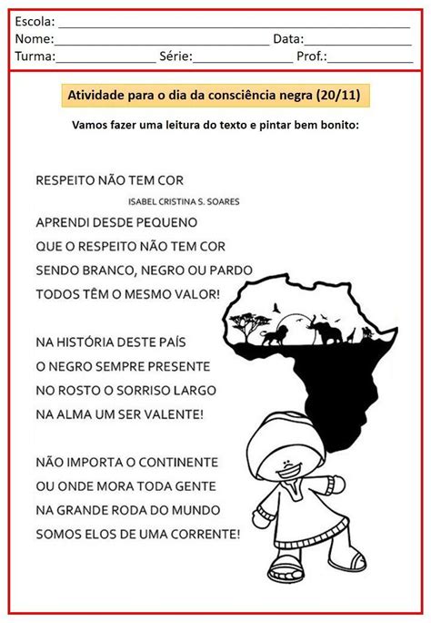 ATIVIDADES PARA O DIA DA CONSCIÊNCIA NEGRA 20 DE NOVEMBRO