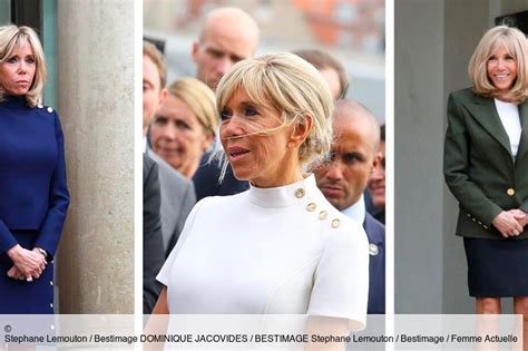 Brigitte Macron à couper le souffle en robe courte bicolore légèrement