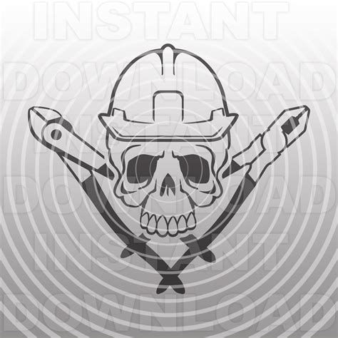 Crossed Pistons Mechanic Skull With Beard Svg File Car Racing Svg