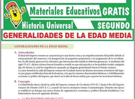 Generalidades De La Edad Media Para Segundo Grado De Secundaria