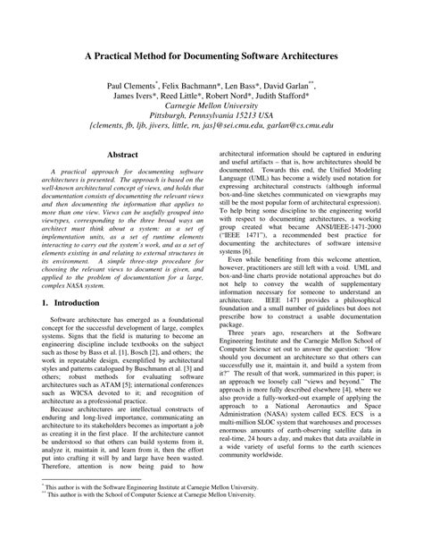 pdf a practical method for documenting software architectures