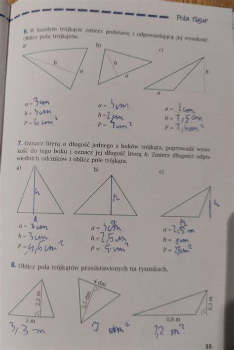 Zad 7 str 55 kl 5 Oznacz literą a długość jednego z boków trójkąta