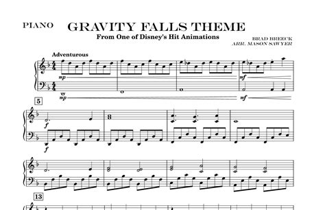 Gravity Falls Main Theme Score Only Arr Mason Sawyer By Brad