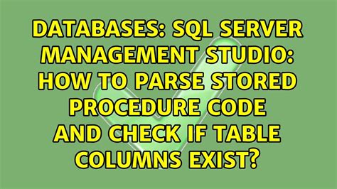 SQL Server Management Studio How To Parse Stored Procedure Code And