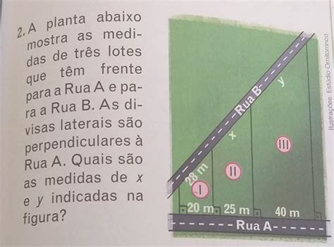 A planta abaixo mostra as medidas de três lotes que tem frente pata Rua