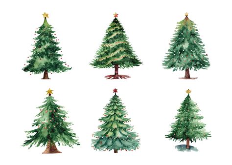 Watercolor Christmas Tree Clipart Graphic By Graphicswizard Creative