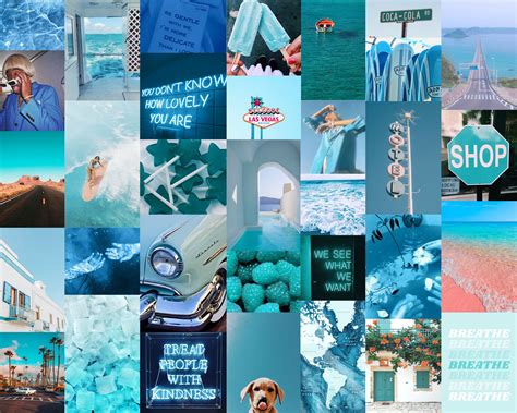 OCEAN BLUE Collage Kit 50 Images Aesthetic Blue Etsy