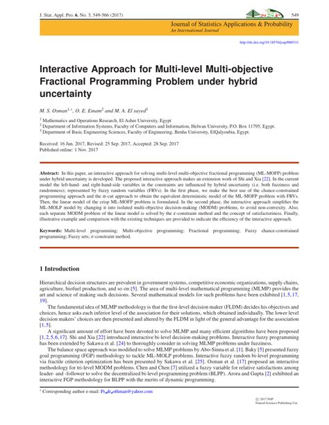 pdf interactive approach for multi level multi objective fractional programming problem under