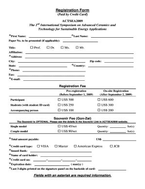 Fillable Online Pre Registration Form For The Second International