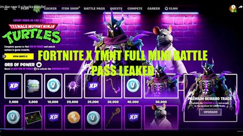 FORTNITE X TEENAGE MUTANT NINJA TURTLES BATTLE PASS MINI FULL LOOK