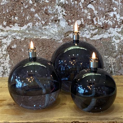 LAMPE À HUILE EN VERRE BOULE SMOKED PERI LIVING