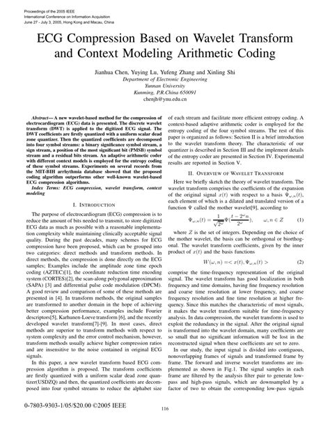pdf ecg compression based on wavelet transform and context modeling arithmetic coding