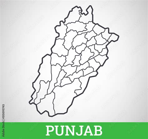 Vecteur Stock Simple Outline Map Of Punjab District Pakistan Vector
