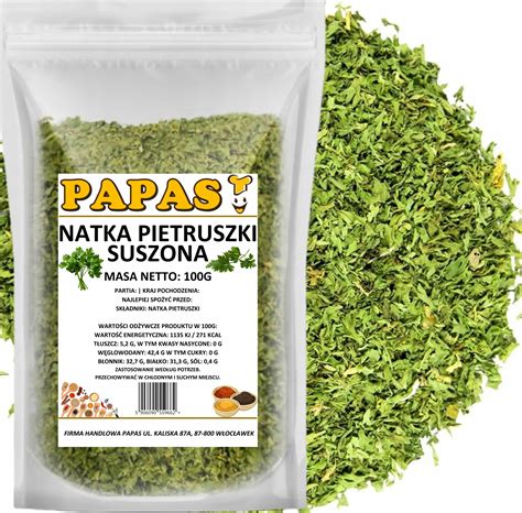 NATKA PIETRUSZKI 100G liście suszona nać naturalna JAKOŚĆ PAPAS