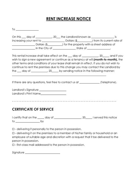 2023 Rent Increase Notice Fillable Printable Pdf And Forms Handypdf