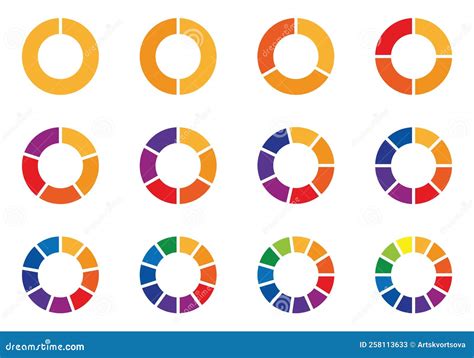 Pie Charts Diagrams Set Of Different Color Circles Isolated