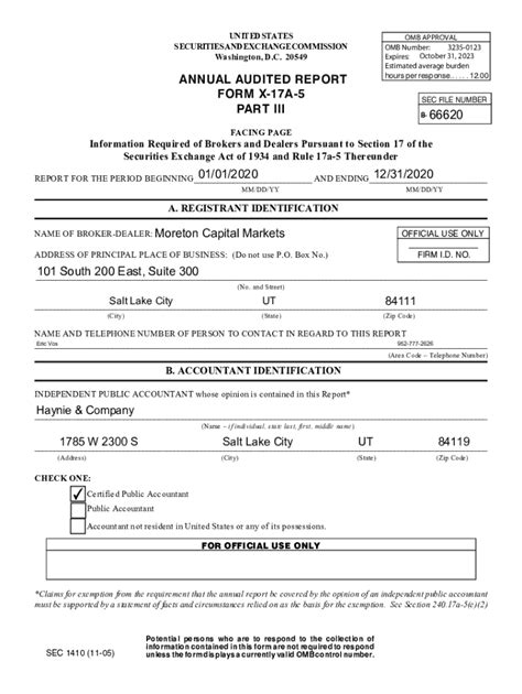 Fillable Online Sec GovArchivesedgarANNUAL AUDITED REPORT FORM X