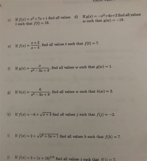 solved 5 for each function below determine the values