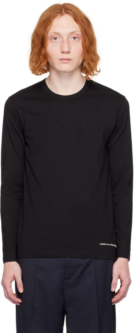 Black Printed Long Sleeve T Shirt by Comme des Garçons Shirt on Sale