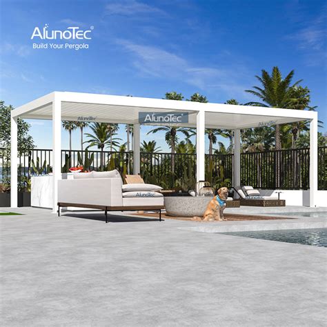 AlunoTec Couverture de terrasse à persiennes zone de pergola de plafond