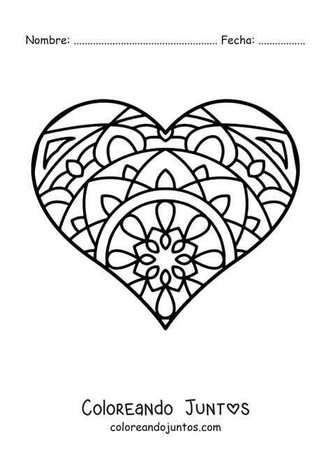 Corazón con mandala estilo Zentangle 2 Coloreando Juntos